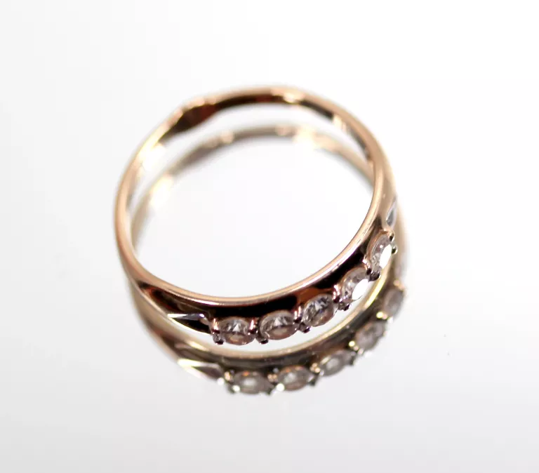 DELIKATNY ZŁOTY PIERŚCIONEK Z CYRKONIAMI R11 P585 | Pierścionki, obrączki | Loombard.pl