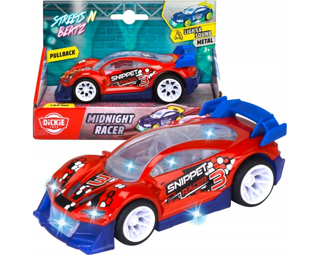 DICKIE STREETS’N BEATZ SAMOCHÓD WYŚCIGOWY MIDNIGHT RACER CZERWONY ...