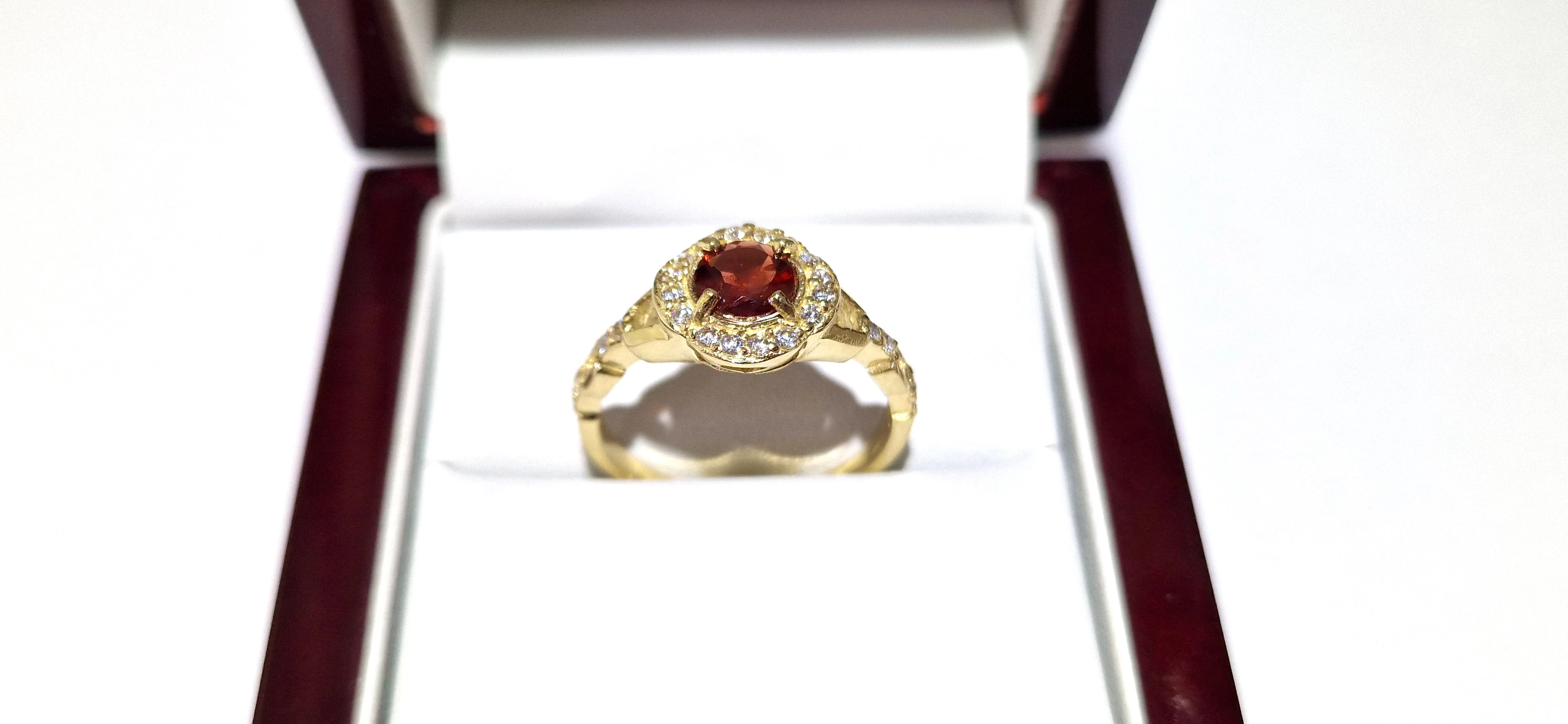 ZŁOTY PIERŚCIONEK Z NATURALNYM GRANATEM PR595 R20 3,56G+CERTYFIKAT ...