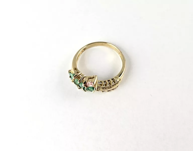 PIERŚCIONEK 585 3,57G BRYLANT SZMARAGD MORGANIT CERTYFIKAT | Pierścionki, obrączki | Loombard.pl