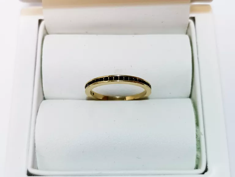 DELIKATNA ZŁOTA OBRĄCZKA CZARNE CYRKONIE PR.585 1,38G | Pierścionki, obrączki | Loombard.pl