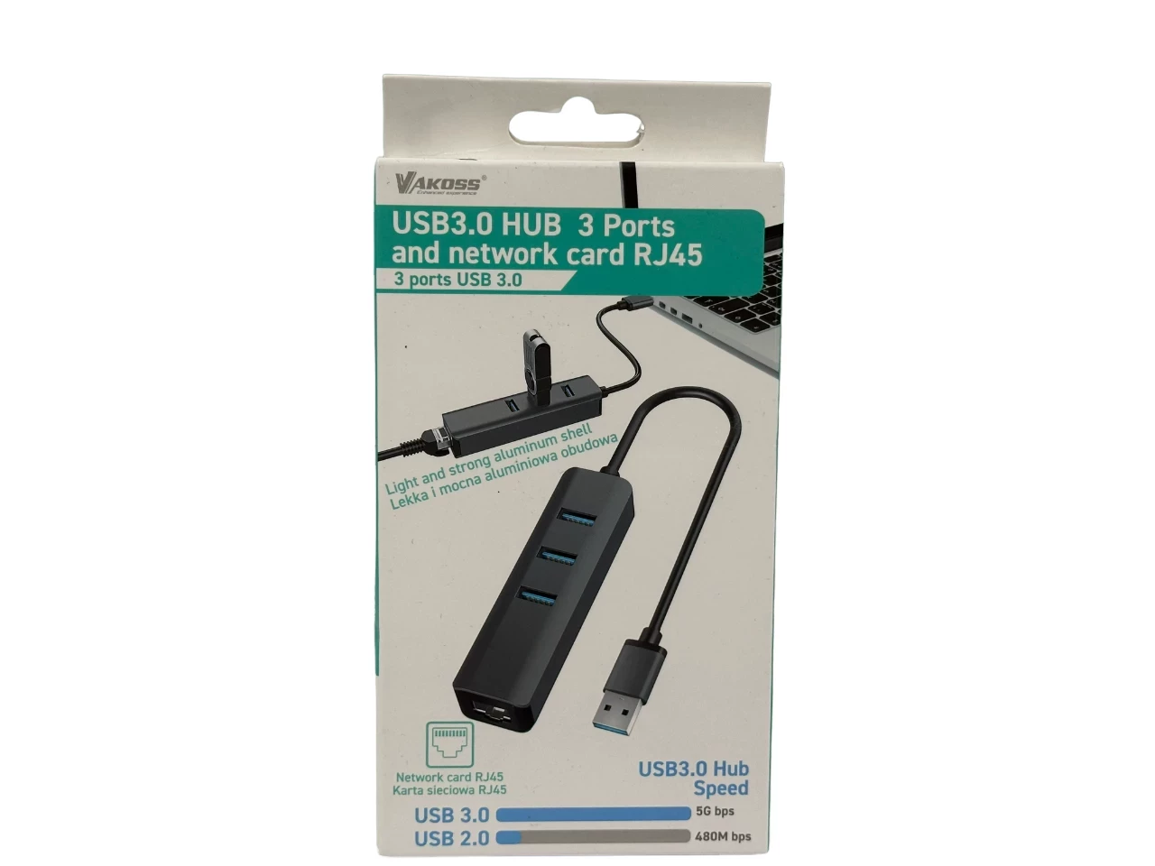 HUB USB 3.0 VAKOSS TC-4502X Z KARTĄ SIECIOWĄ RJ45 | Karty sieciowe ...