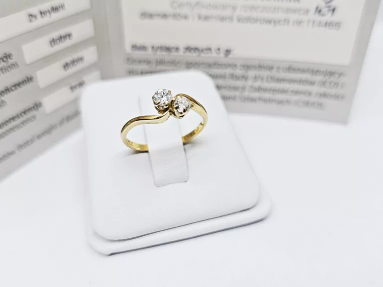 ZŁOTY PIERŚCIONEK 750 BRYLANTY 0,24CT CERTYFIKAT | Pierścionki, obrączki | Loombard.pl