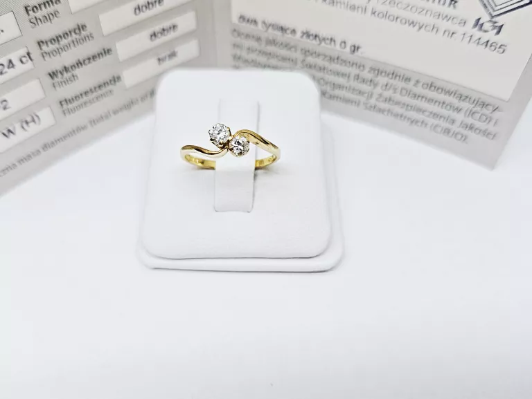 ZŁOTY PIERŚCIONEK 750 BRYLANTY 0,24CT CERTYFIKAT | Pierścionki, obrączki | Loombard.pl