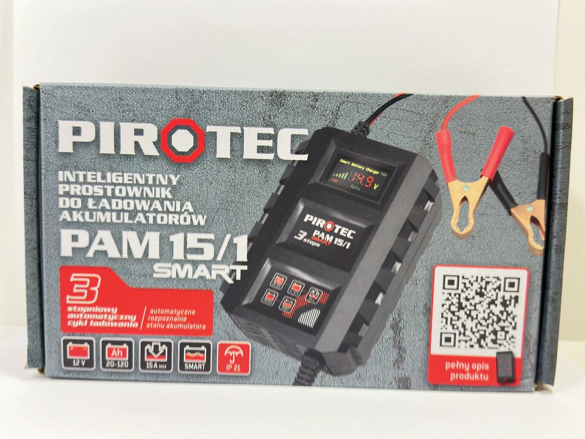 PROSTOWNIK SAMOCHODOWY 20-120AH 12V 15A PIROTEC PAM 15/1 | Prostowniki ...