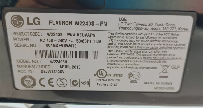 MONITOR LG FLATRON W2240S | Monitory | Loombard.pl