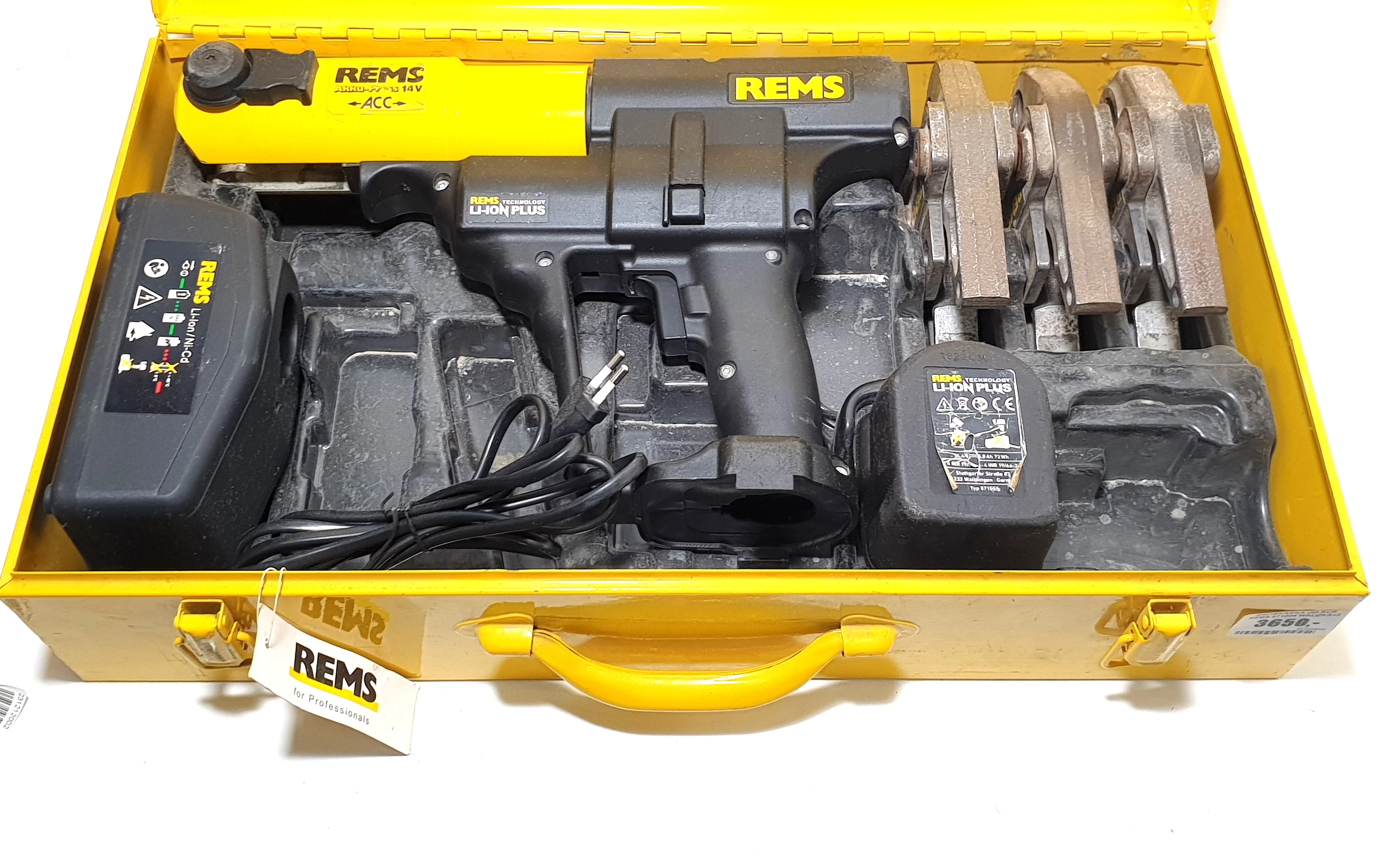 ZACISKARKA DO RUR REMS 571004 WALIZKA+3 ZACISKI+AKUMULATOR+ŁADOWARKA ...