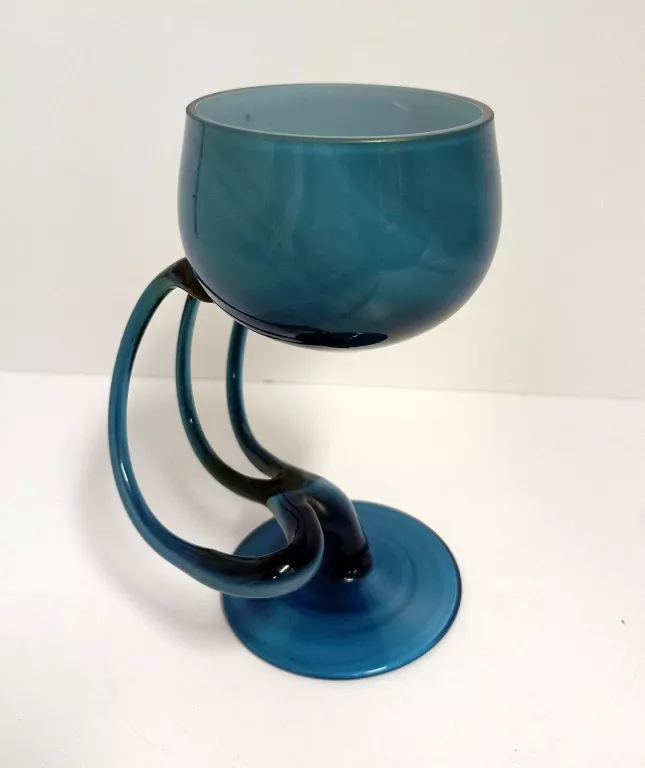 KIELICH OZDOBNY KOLOROWE SZKŁO MAKORA KROSNO PRL | Kieliszki | Loombard.pl