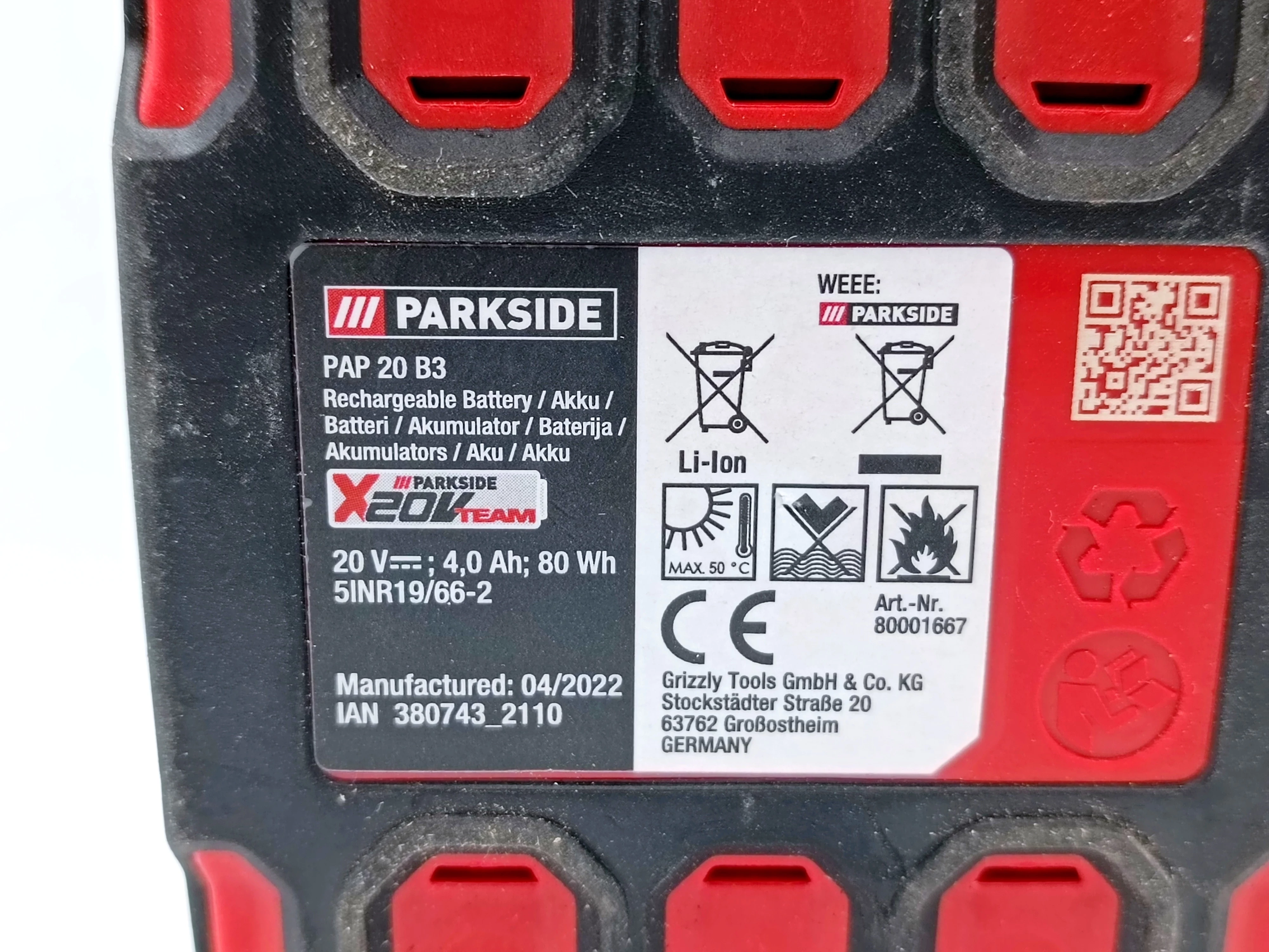 AKUMULATOR PARKSIDE PAP 20 B3 4AH | Akumulatory do elektronarzędzi ...