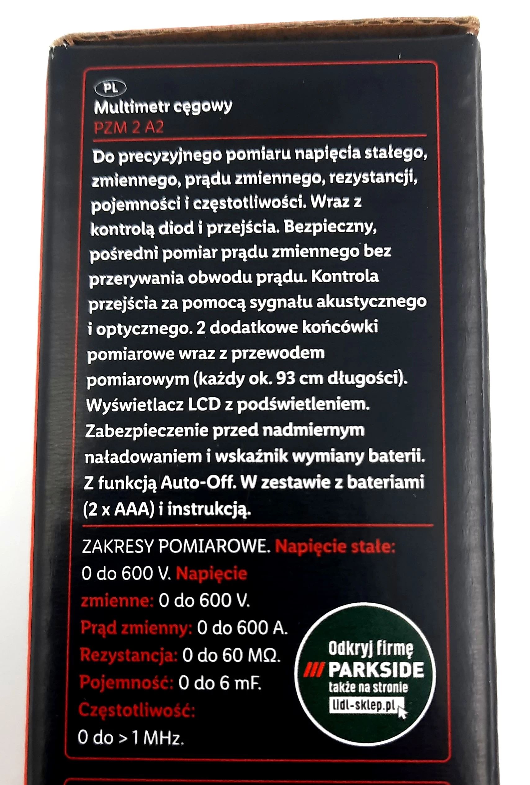 MULTIMETR CĘGOWY PARKSIDE PZM 2 A2 JAK NOWY! | Multimetry | Loombard.pl