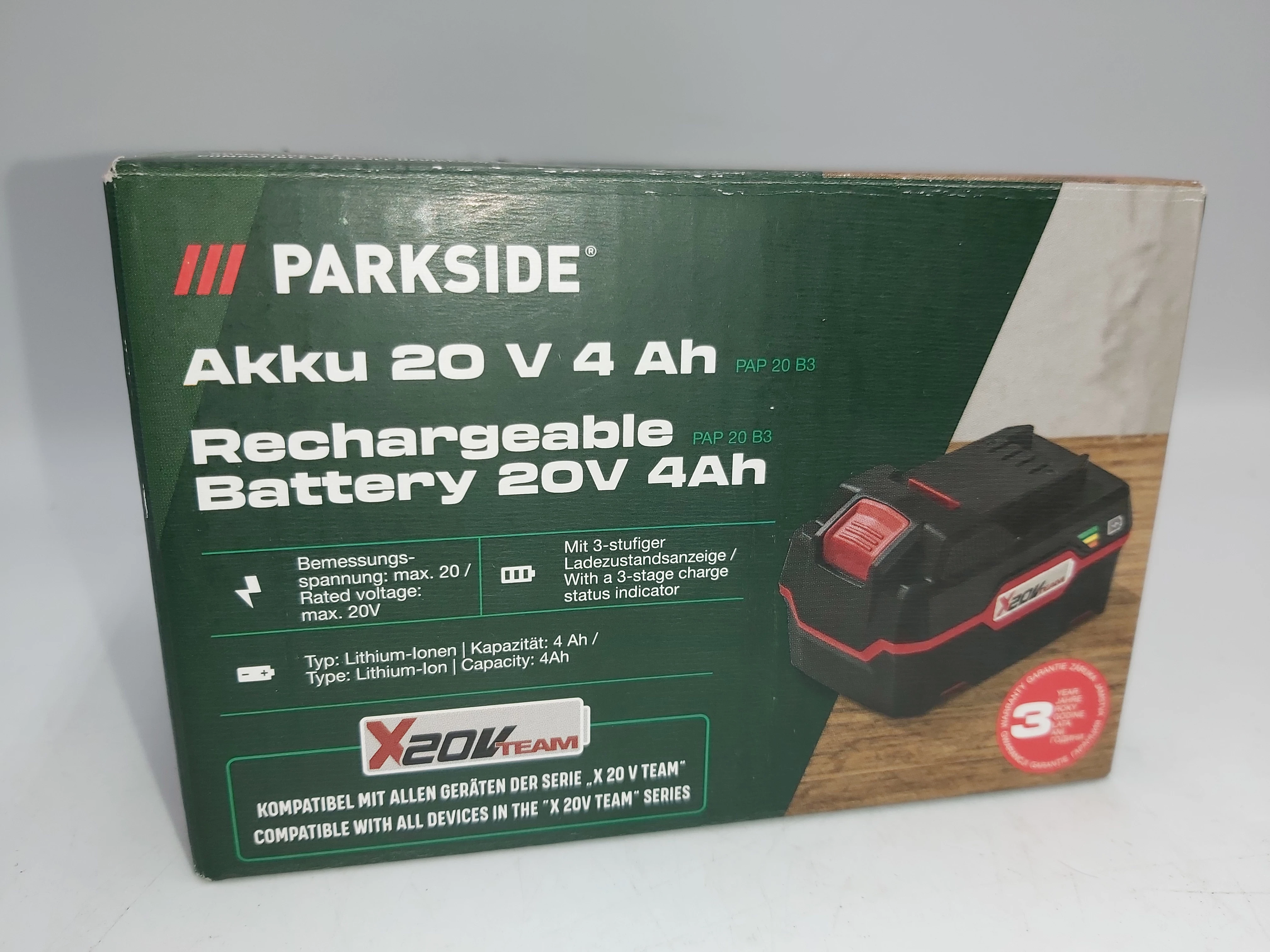 AKUMULATOR BATERIA PARKSIDE 4AH PAP 20 B3 20V KOMPLET | Akumulatory do ...