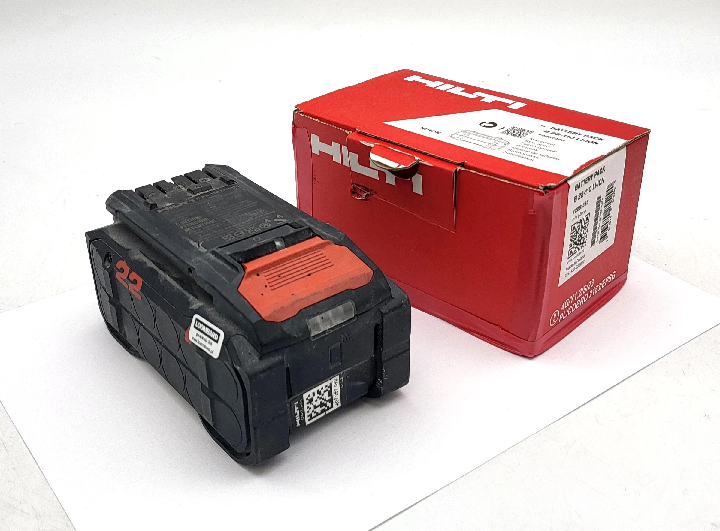 AKUMULATOR HILTI B22-110 LI-ION 5,1 AH, 21,6V W KARTONIE | Akumulatory do elektronarzędzi ...
