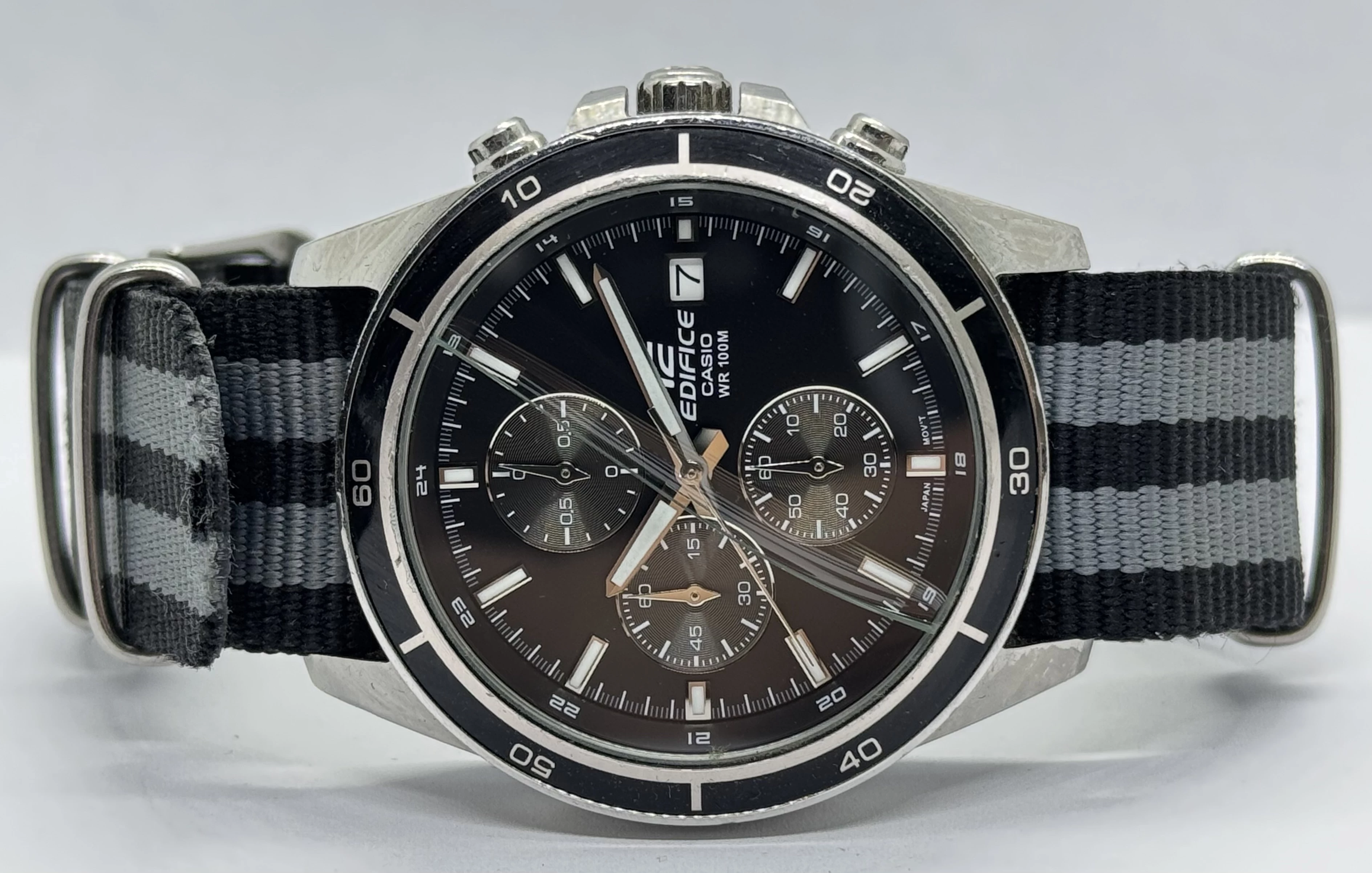 ZEGAREK MESKI CASIO EDIFICE EFR-526L NA PASKU NATO PĘKNIĘTE SZKIEŁKO ...