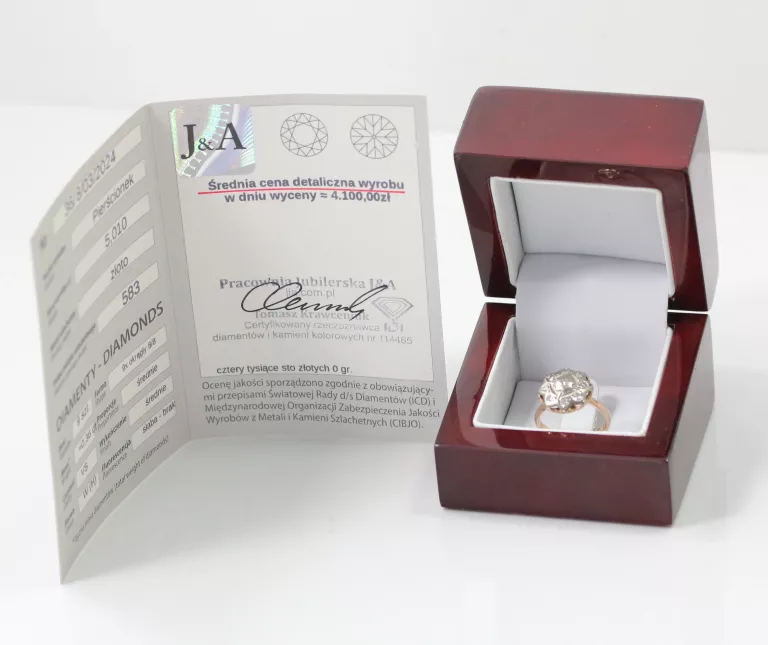 ZŁOTY PIERŚCIONEK 583 DIAMENTY 0,36CT CERTYFIKAT 5,05G R13 | Loombard.pl