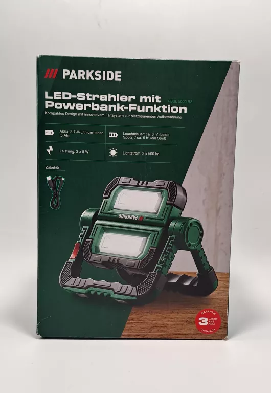 REFLEKTOR LED Z FUNKCJĄ POWERBANK PARKSIDE PBSL 5000 B2 KOMPLET ...