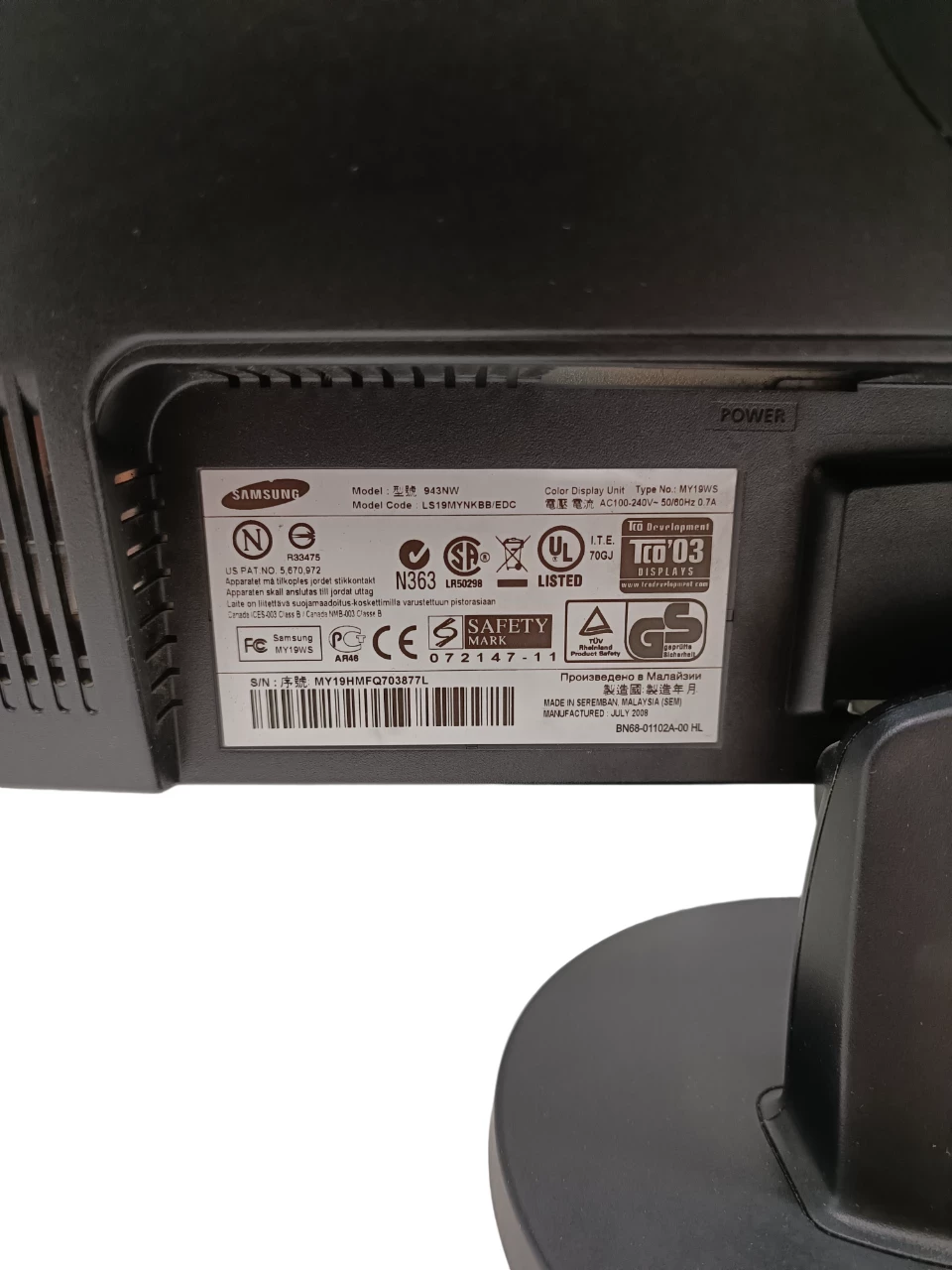 MONITOR LCD SAMSUNG SYNCMASTER 943NW 19" PANORAMA 1440X900 | Monitory ...