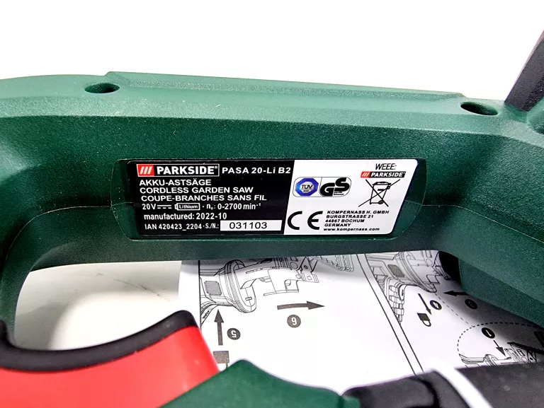AKUMULATOROWA PIŁA DO GAŁĘZI PARKSIDE PASA 20-LI 20V | Piły szablaste ...