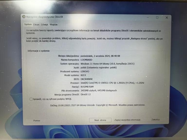 LAPTOP LENOVO V14-IIL 82C4 8/256GB + ZASILACZ | Laptopy | Loombard.pl