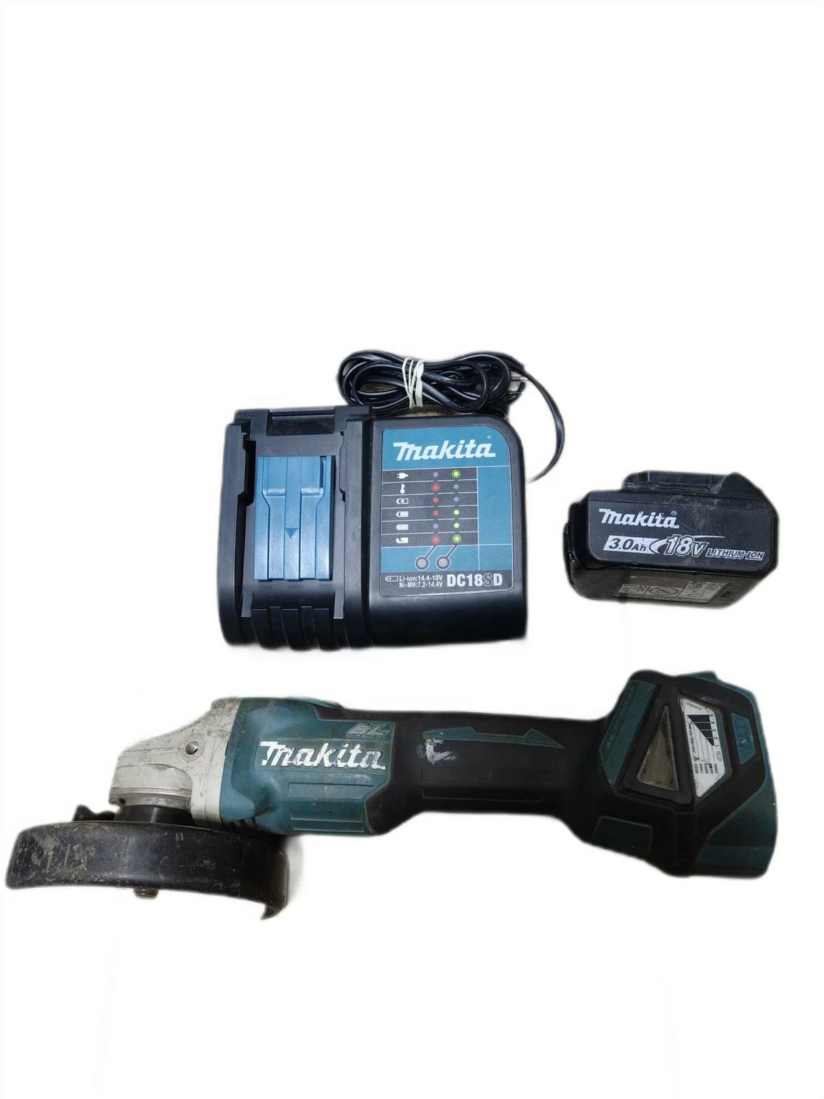 SZLIFIERKA AKUMULATOROWA KĄTOWA MAKITA DGA511 AKU 3AH ŁADOWARKA ...