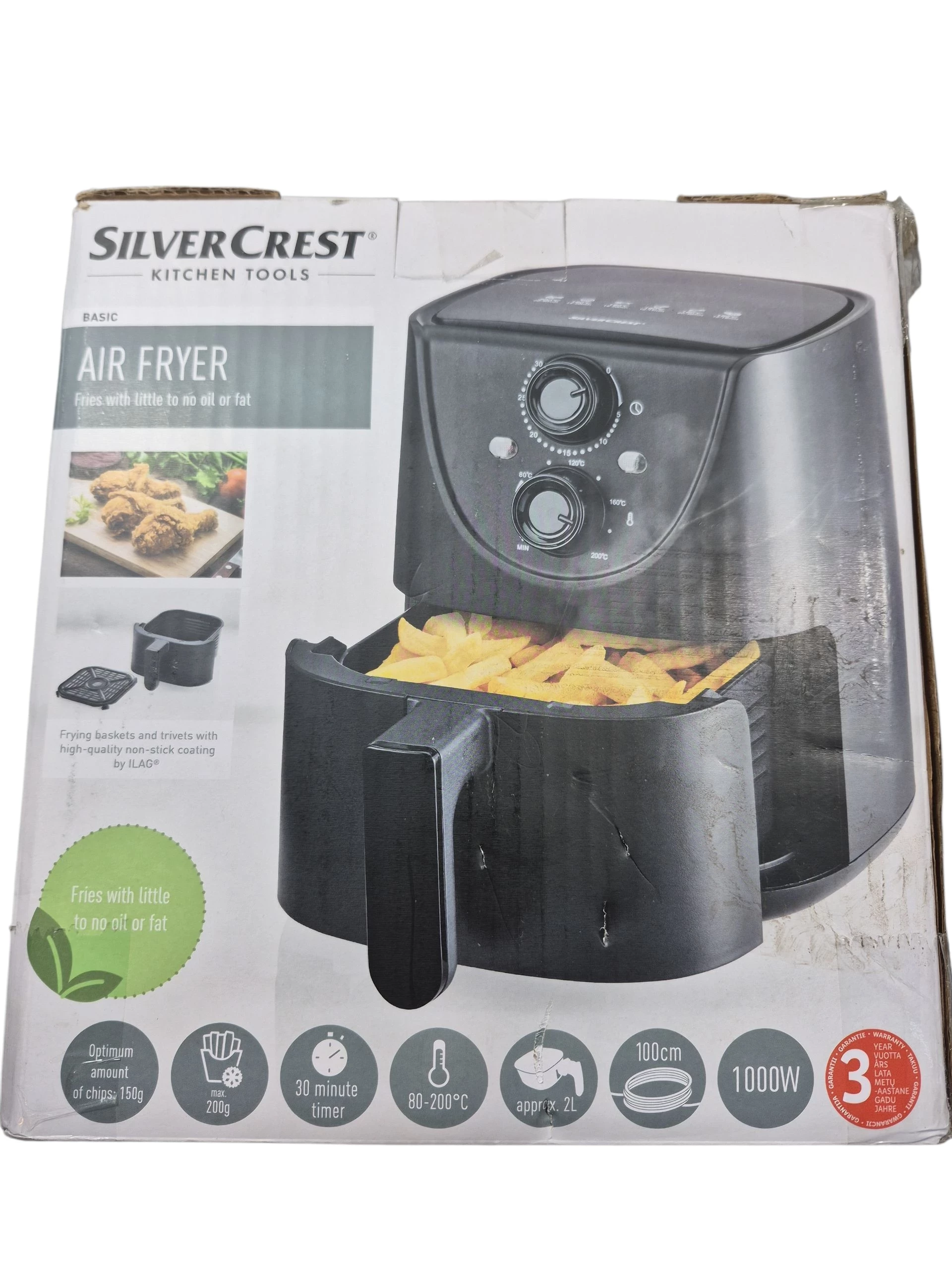 FRYTKOWNICA BEZTŁUSZCZOWA SILVERCREST SHLF 1000W D1 AIR FRYER 2L CZARNA ...