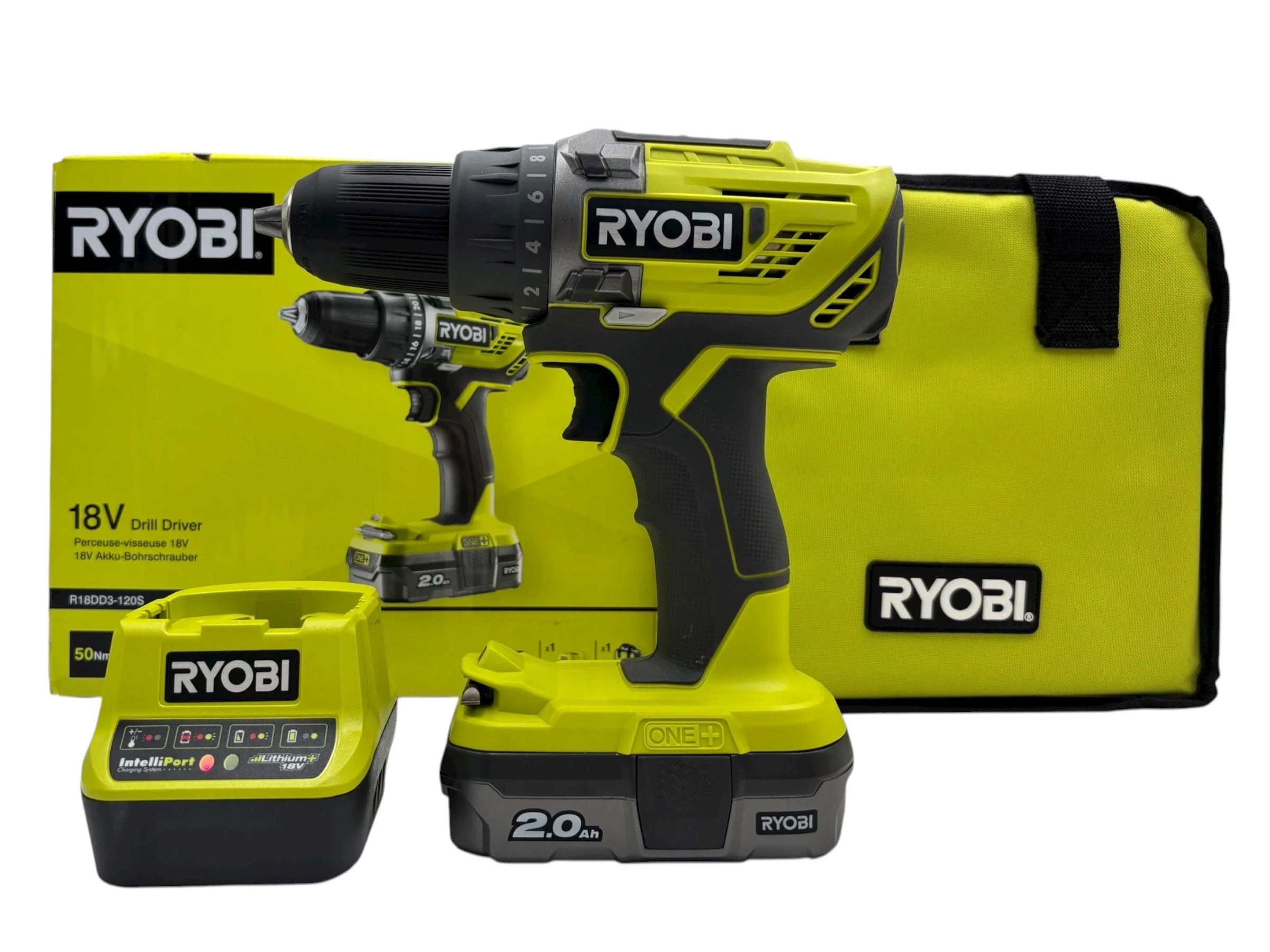 WIERTARKO-WKRĘTARKA RYOBI R18DD3 18V 50NM + AKUMULATOR 2.0AH ...