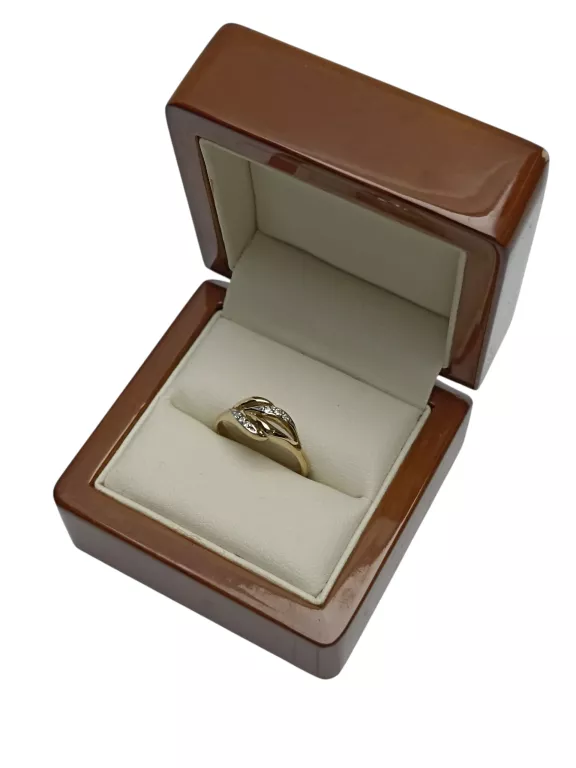 PIĘKNY ZŁOTY PIERŚCIONEK Z LISTKIEM (333P, 16R, 1,76G) | Pierścionki, obrączki | Loombard.pl