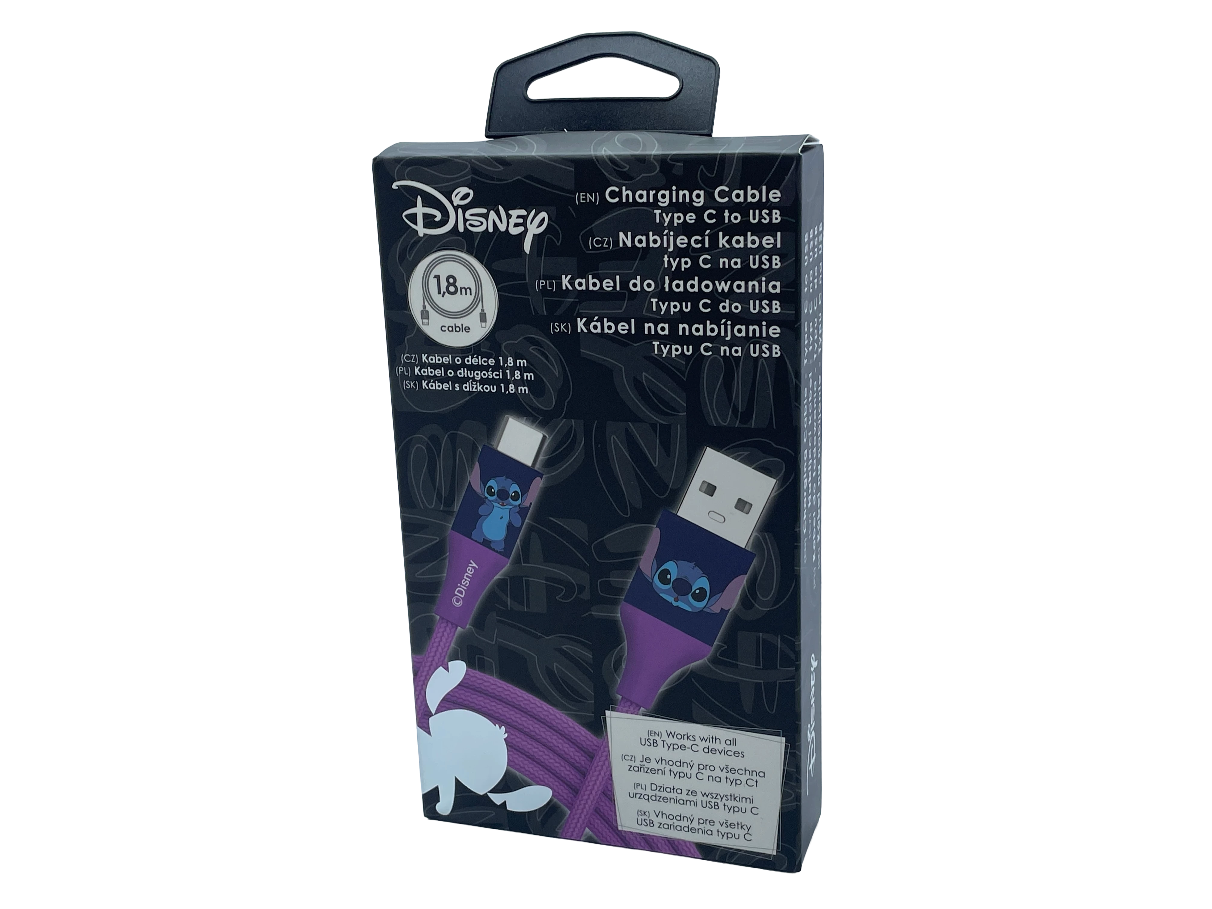 KABEL USB - TYP C LILO I STITCH 1,8M | Pojedyncze kable | Loombard.pl