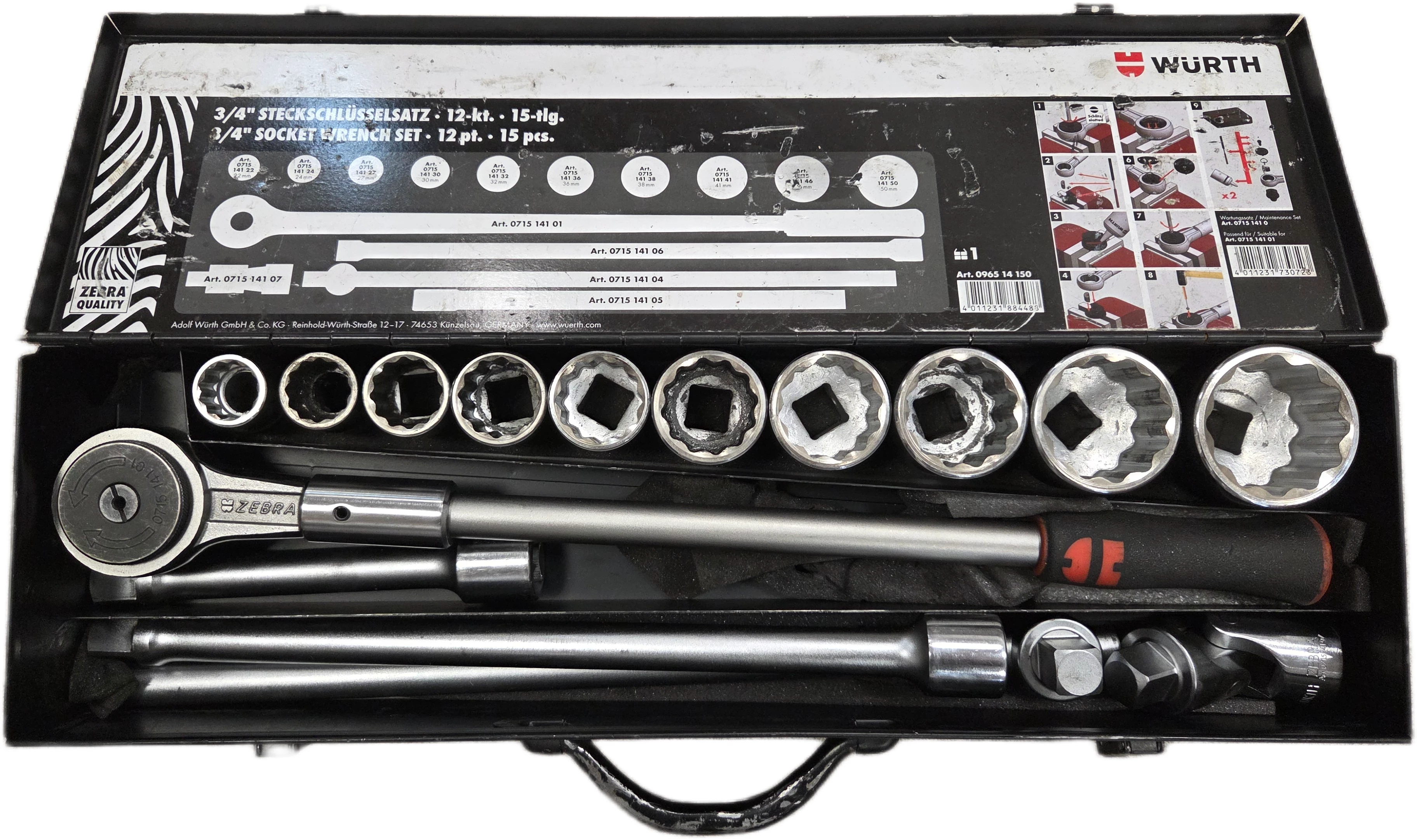 WURTH ZESTAW KLUCZY NASADOWYCH 3/4'' 6-KT. METRYCZNYCH 15 ELEMENTÓW ...