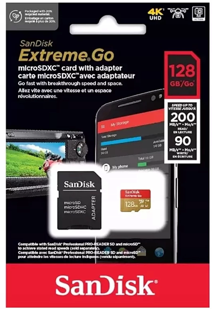 KARTA SANDISK EXTREME GO 128 GB MICRO SDXC + ADAPTER SD619659212605 ...