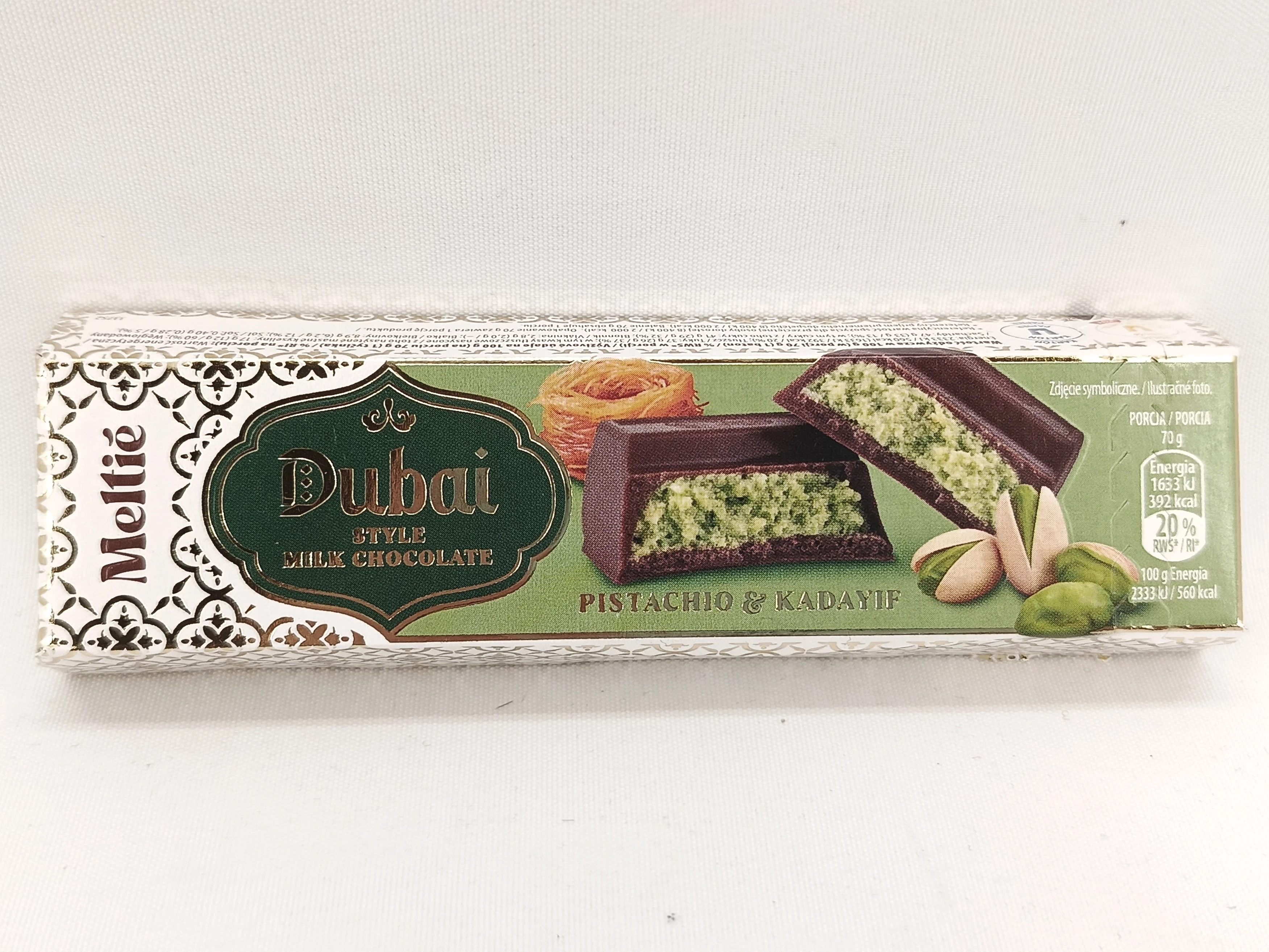 CZEKOLADA DUBAI STYLE Z NADZIENIEM PISTACJOWYM MELTIE, 70 G | Czekolady ...
