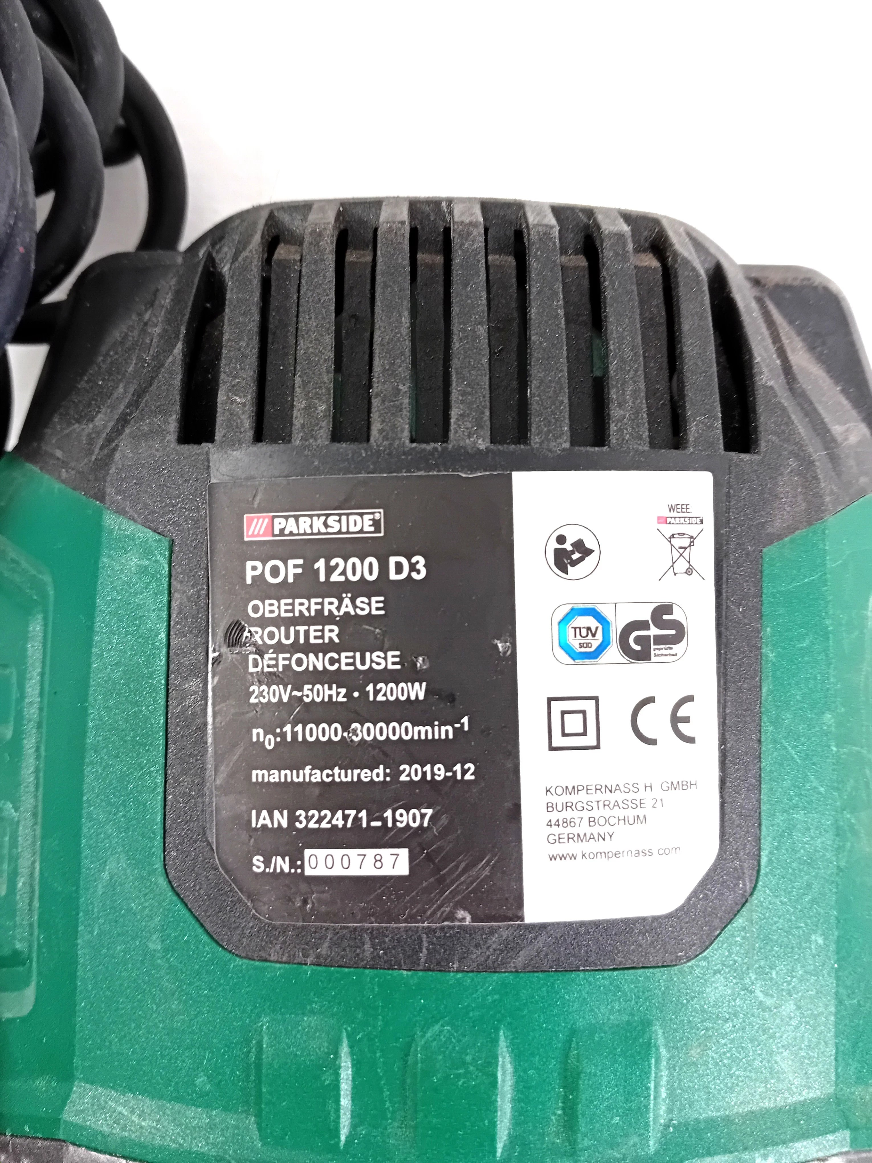 FREZARKA GÓRNOWRZECIONOWA PARKSIDE POF 1200 D3 | Frezarki | Loombard.pl