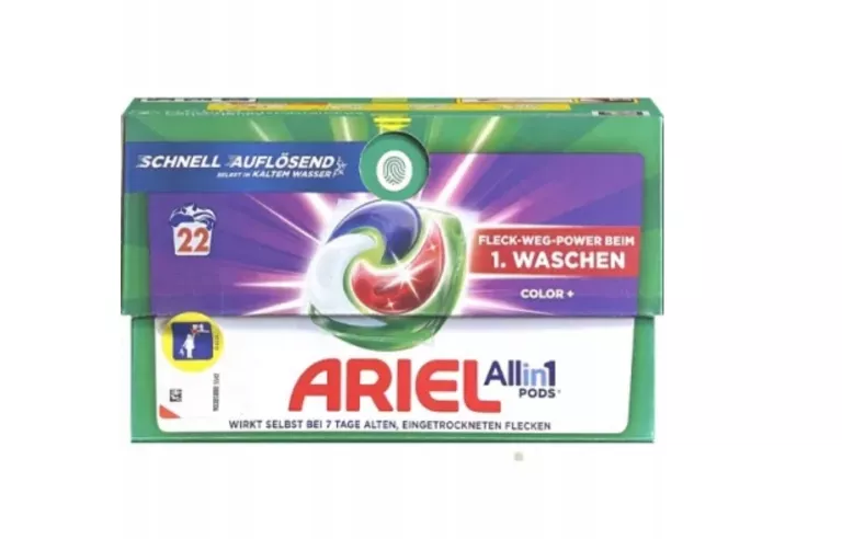 ARIEL ALIN1 COLOR+ 22SZT KAPSUŁKI DO PRANIA KOLOROWYCH TKANIN UBRAŃ 3W1 ...