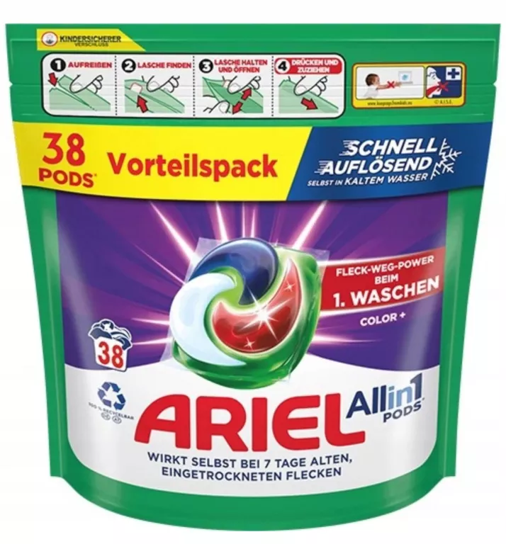 ARIEL COLOR + ALL IN 1 KAPSUŁKI DO PRANIA KOLORU 38 SZTUK | Kapsułki i ...