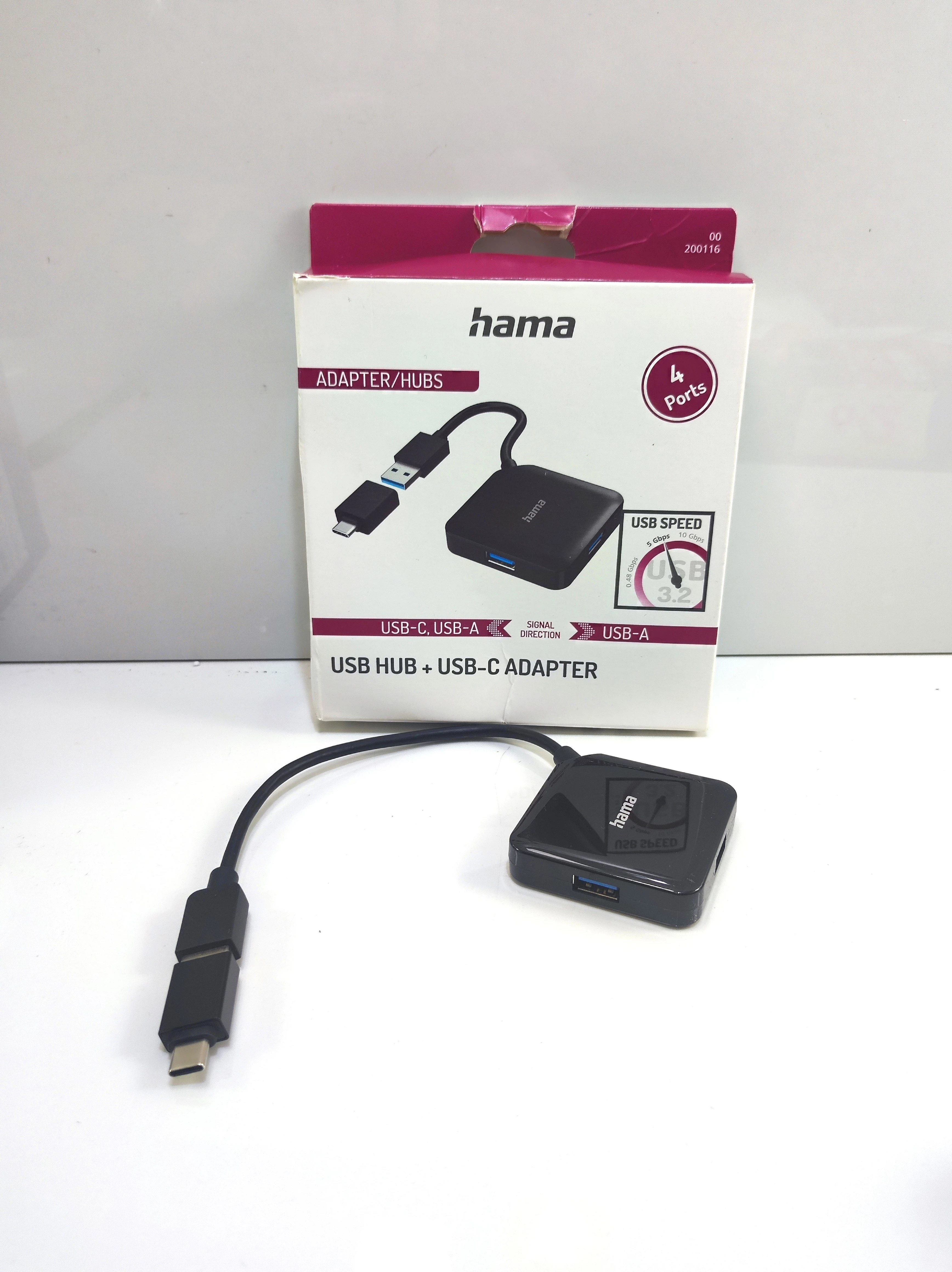 HAMA HUB USB, 4 PORTY, USB 3.2 GEN 1, ADAPTER USB-C | Huby USB ...
