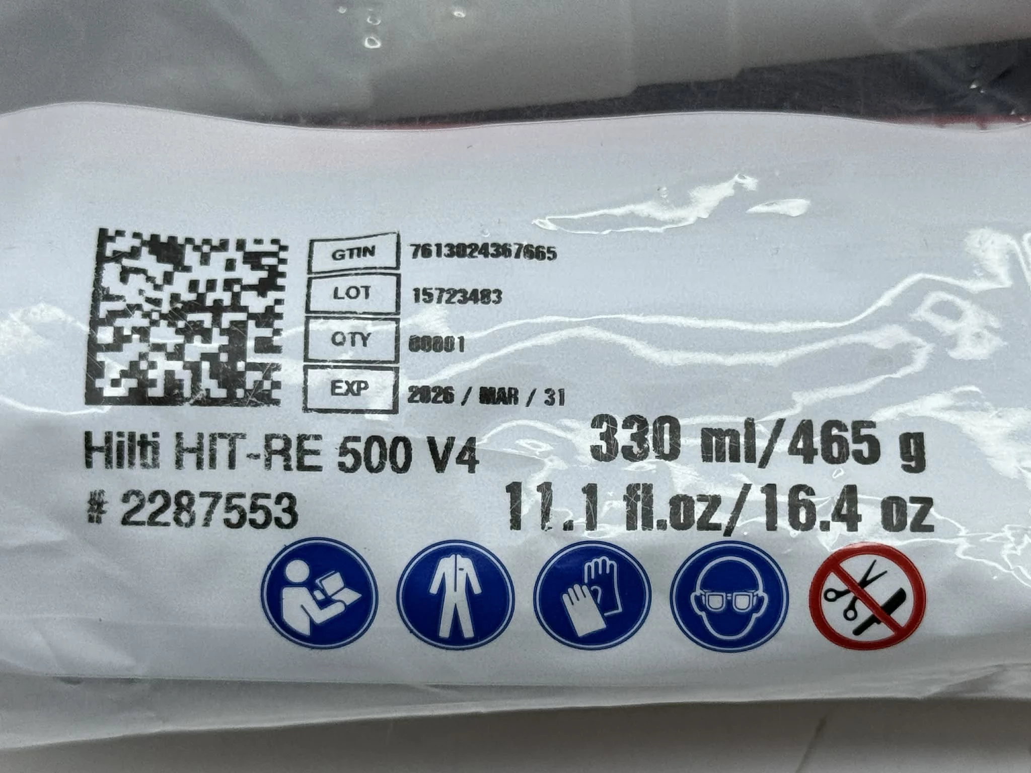KOTWA WKLEJANA HILTI HIT-RE 500 V4 330 ML DATA MARZEC 2026 | Kotwy ...