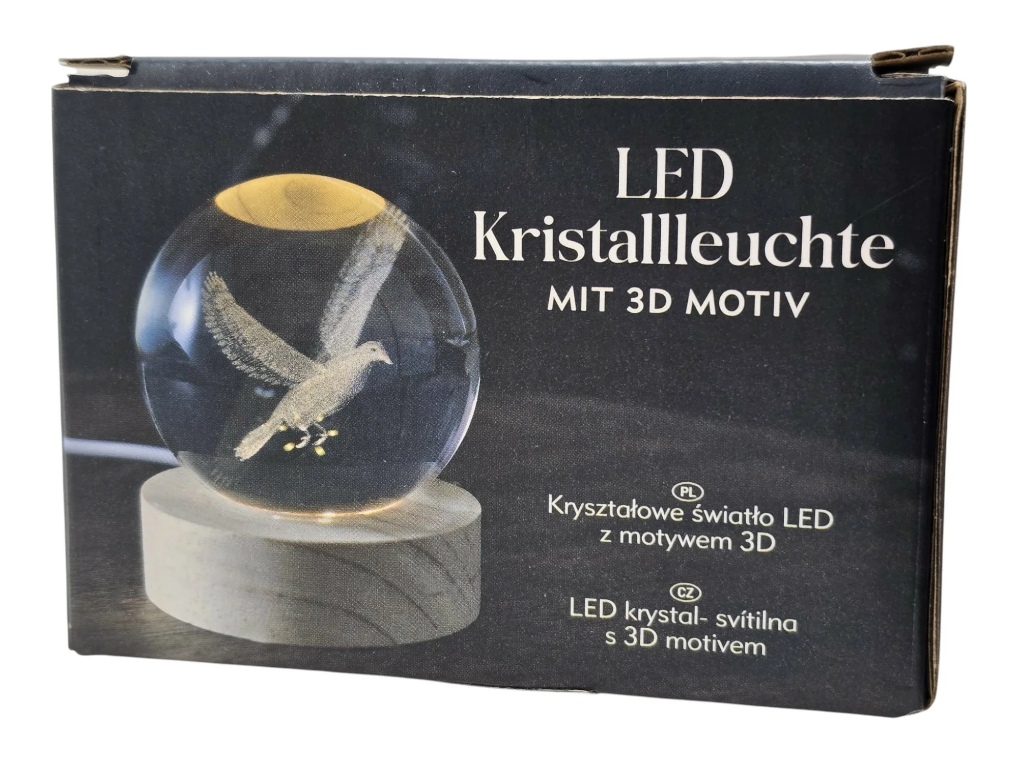 KULA LED LAMPKA USB Z MOTYWEM PTAKA 6X6CM SZKŁO DREWNO PTAK | Loombard.pl