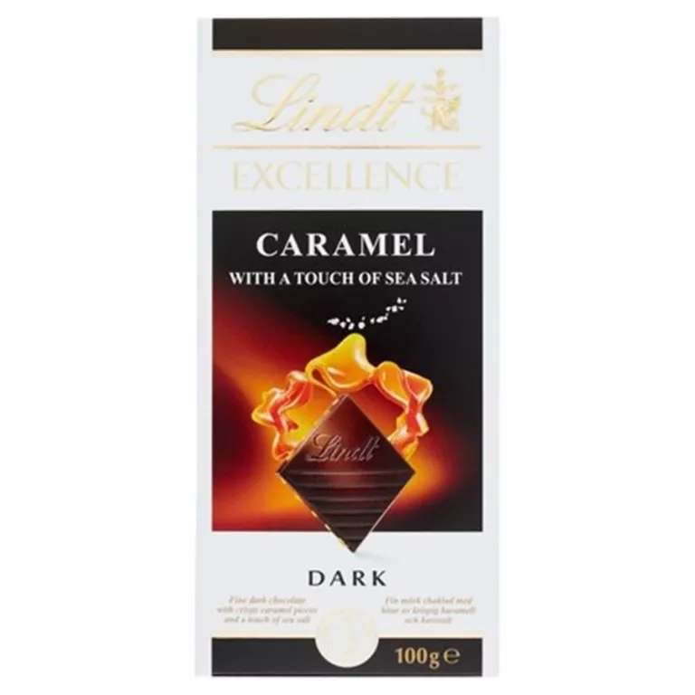 LINDT EXCELLENCE CARAMEL GORZKA CZEKOLADA KARMEL, SÓL MORSKA 100 G ...