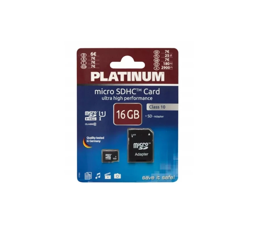 KARTA PAMIĘCI PLATINUM KARTA MICRO SD 16 GB + ADAPTER | Karty pamięci ...