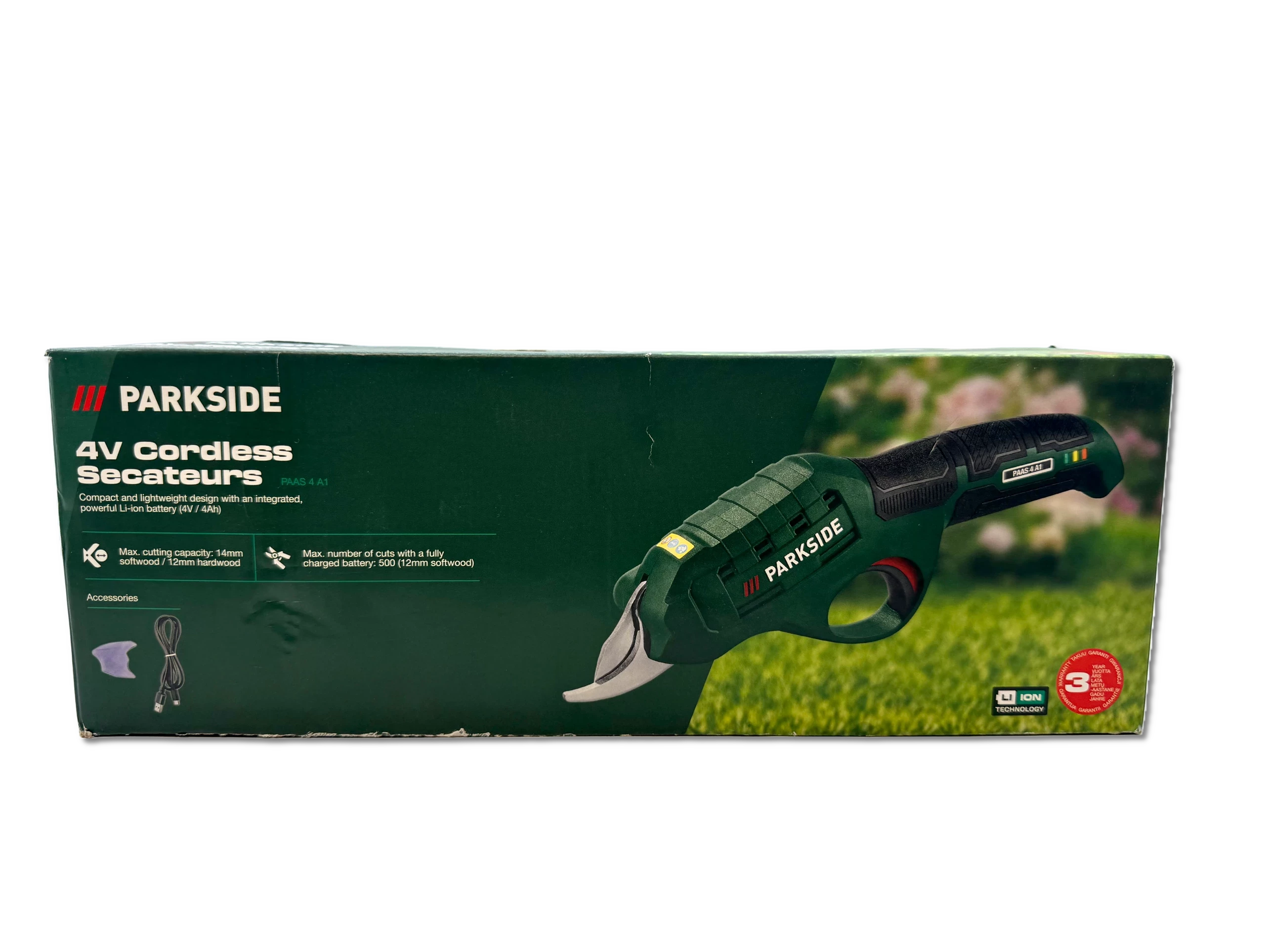 PARKSIDE 4V AKUMULATOROWY SEKATOR OGRODOWY NOŻYCE DO GAŁĘZI ...