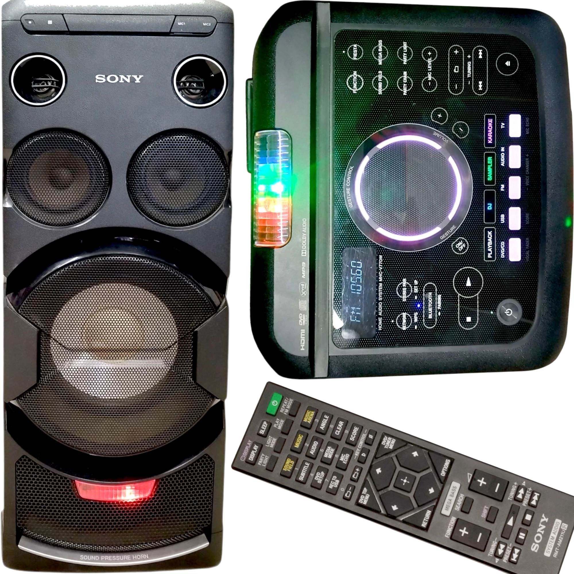 SONY MHC-V77DW WIEŻA STEREO GŁOŚNIK BLUETOOTH FM KARAOKE CD DVD HDMI DJ ...