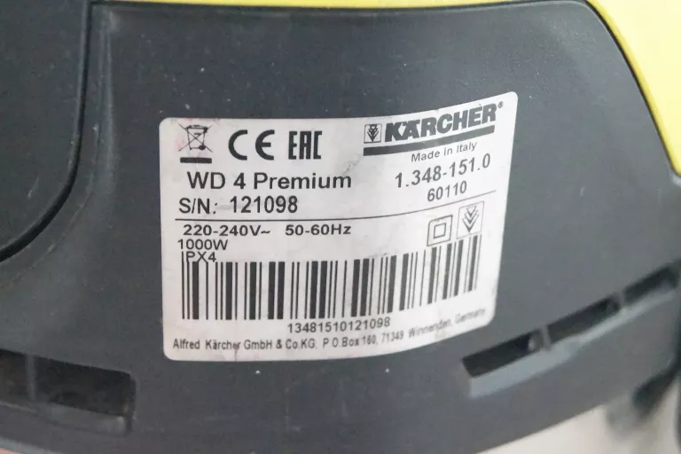 ODKURZACZ PRZEMYSŁOWY KARCHER WD 4 PREMIUM | Odkurzacze przemysłowe ...
