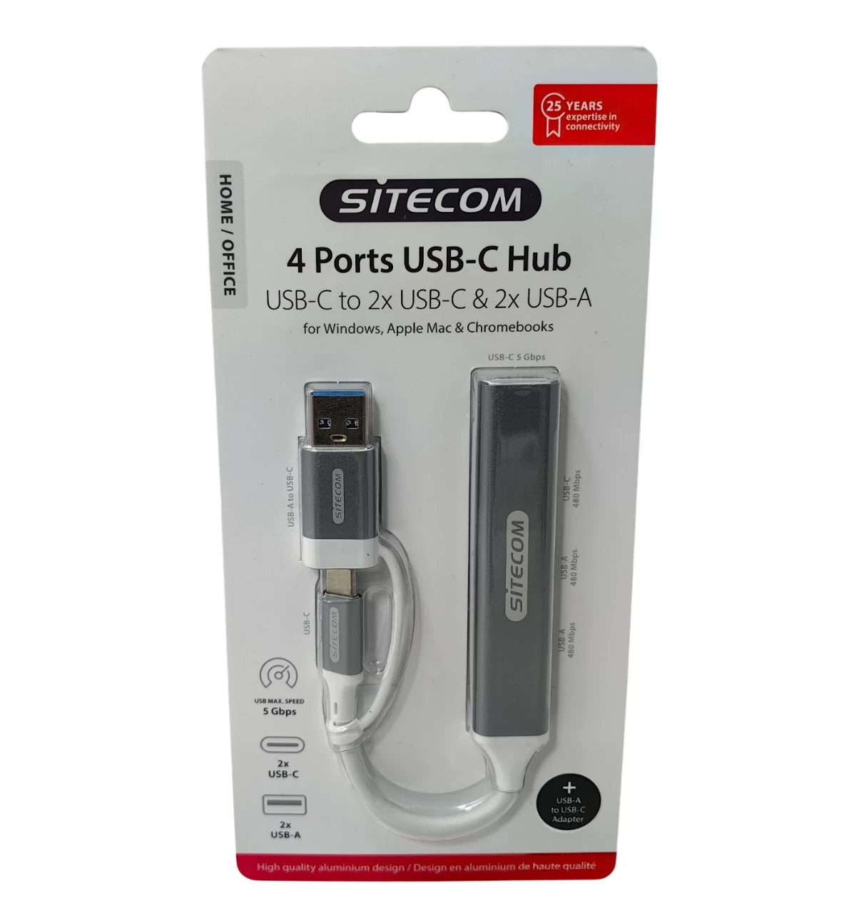 HUB SITECOM 4 PORTS USB-C USB-A WINDOWS/APPLE/CHROME | Adaptery ...