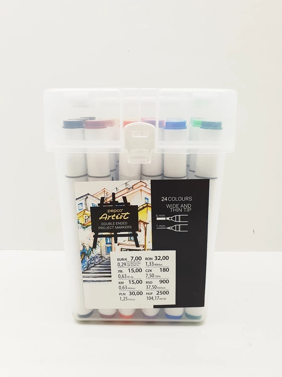 PEPCO ARTIST DOUBLE ENDED PROJECT MARKERS – ZESTAW 24 KOLORÓW W ETUI ...