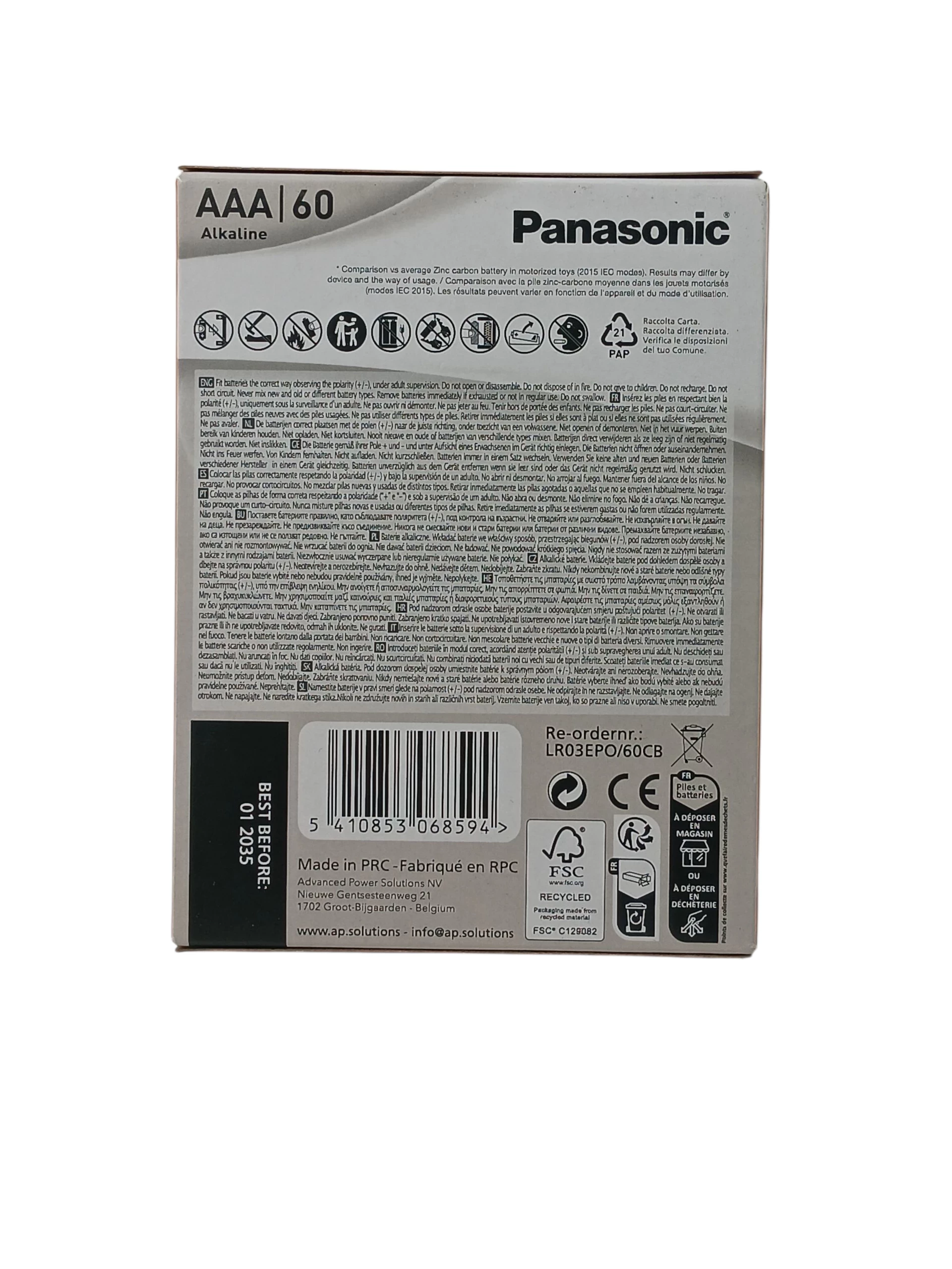 BATERIE ALKALICZNE PANASONIC AAA LR03 60SZT. | Baterie | Loombard.pl