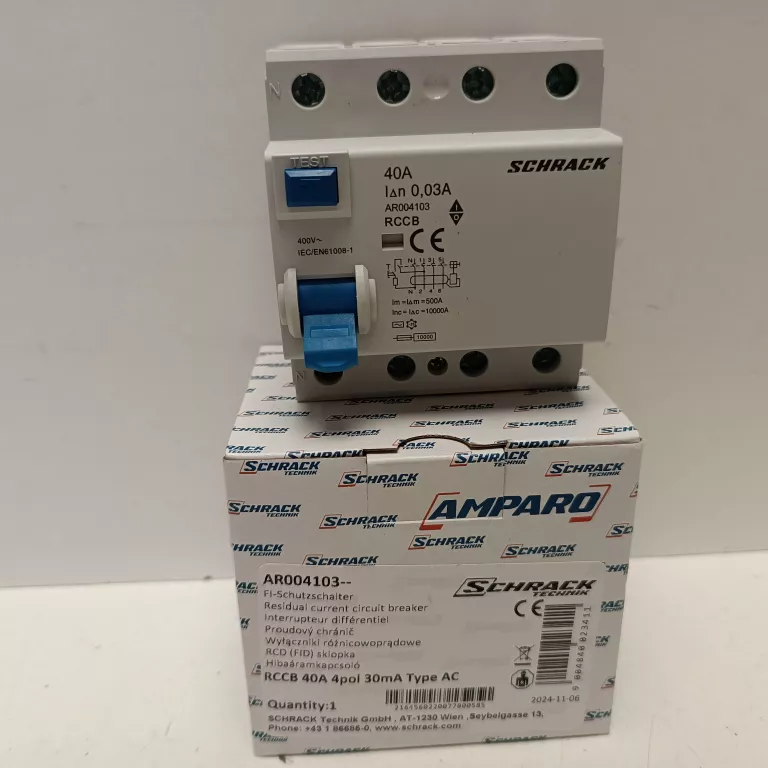 WYŁĄCZNIK RÓŻNICOWOPRĄDOWY SCHRACK 10KA 40A 4P30MA | Zabezpieczenia i ...