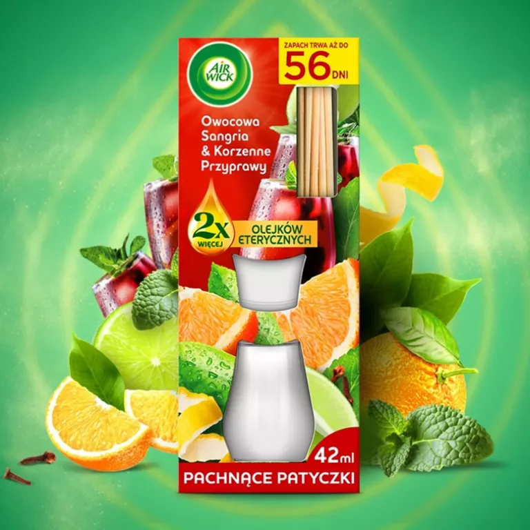 AIR WICK PACHNĄCE PATYCZKI DYFUZOR ZAPACHOWY OWOCOWA SANGRIA 42ML ...