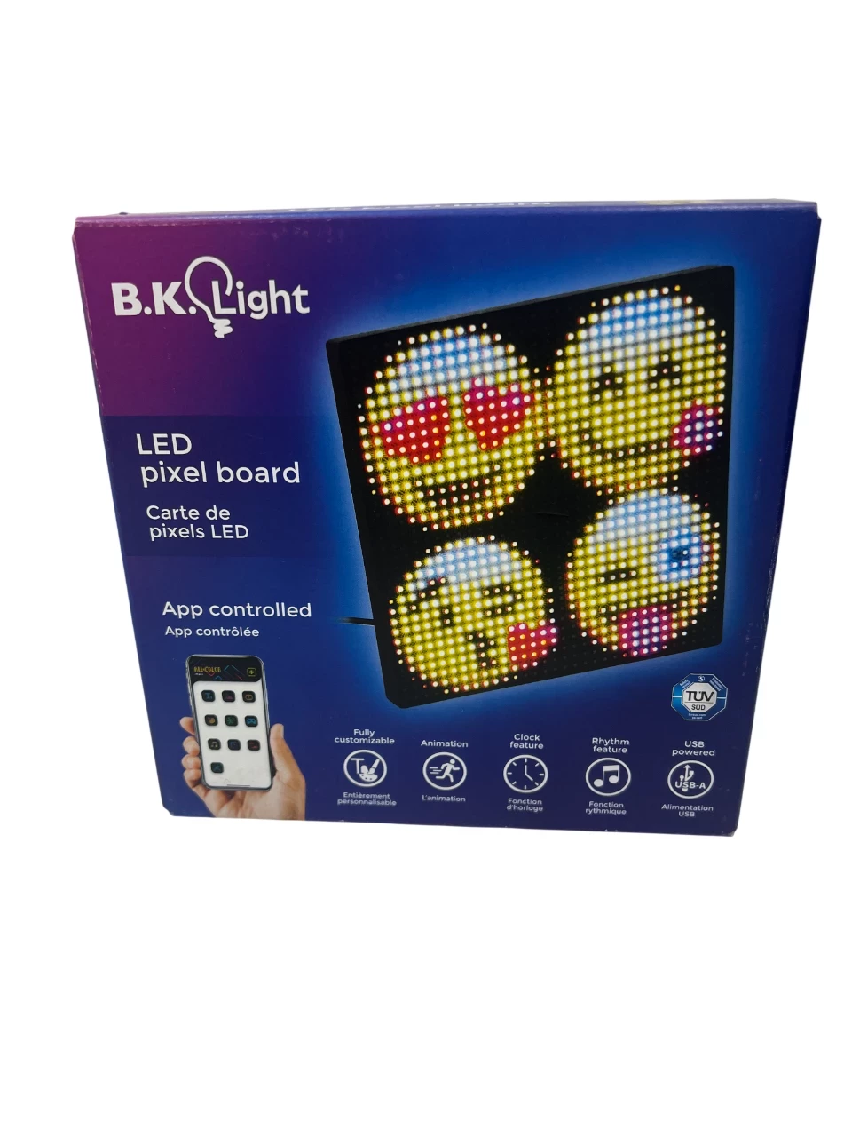 PIKSELOWA TABLICA LED 13X13 CM USB-A ZEGAR ANIMACJE STEROWANIE ...