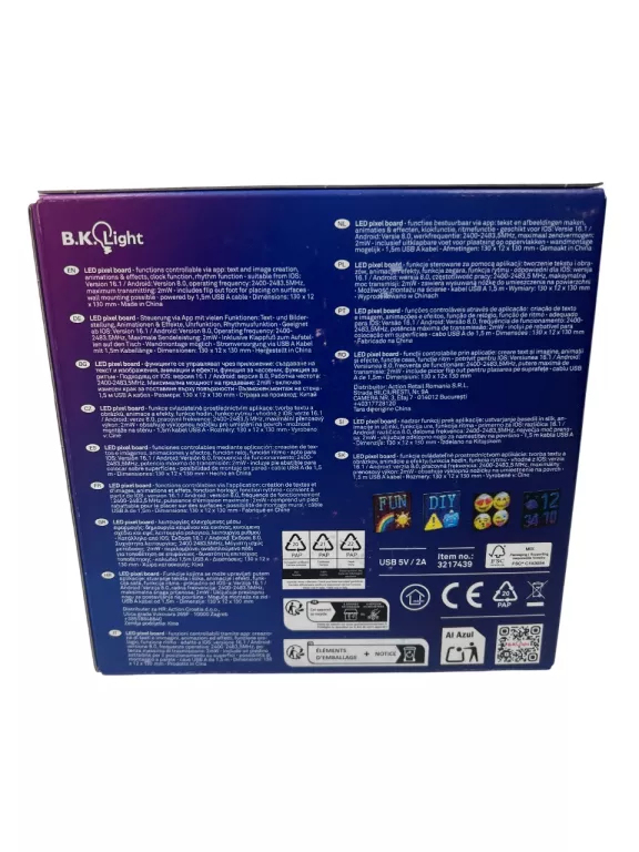PIKSELOWA TABLICA LED 13X13 CM USB-A ZEGAR ANIMACJE STEROWANIE ...