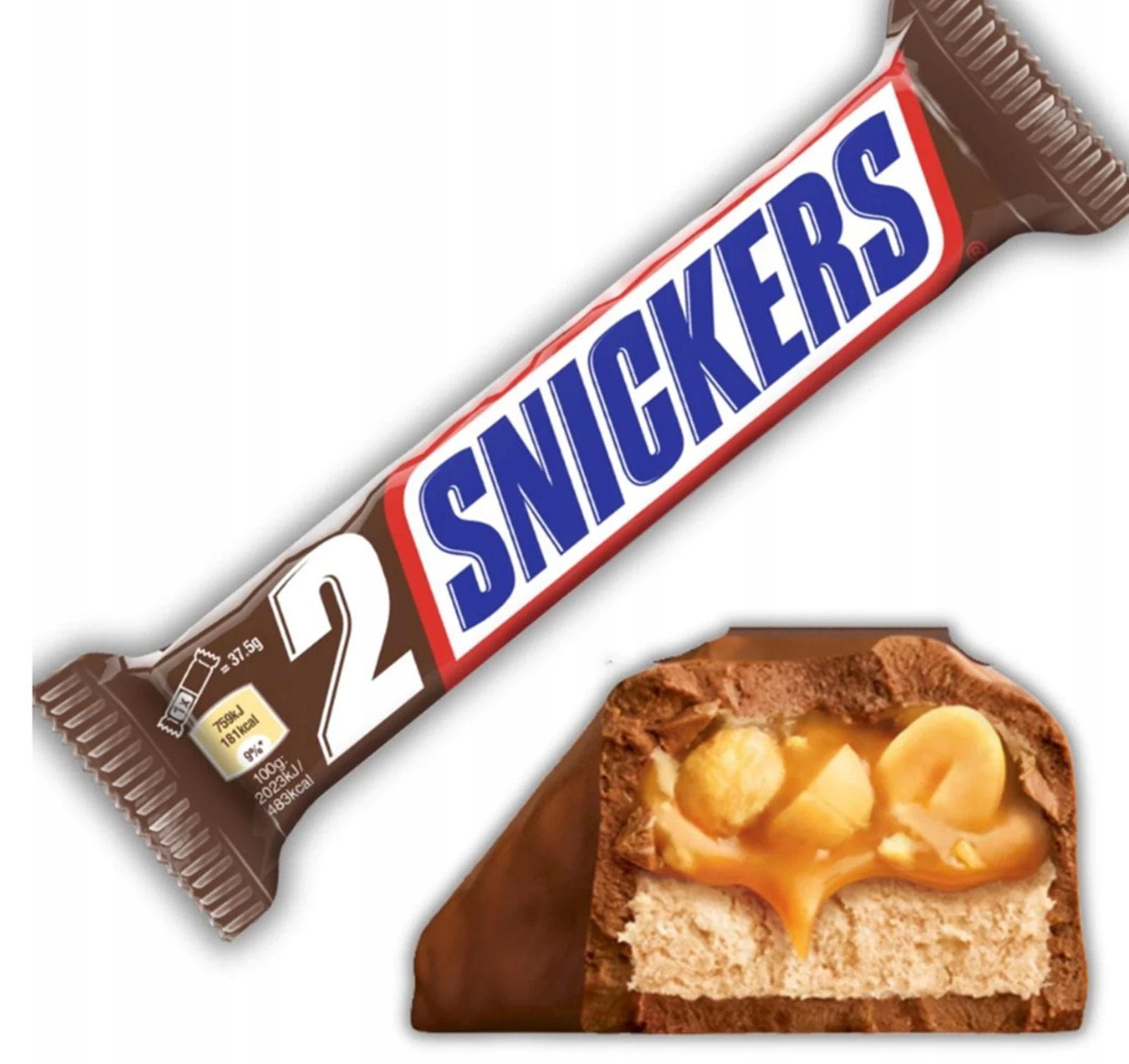 BATON PODWÓJNY Z KARMELEM I ORZECHAMI SNICKERS 75 G | Batony | Loombard.pl