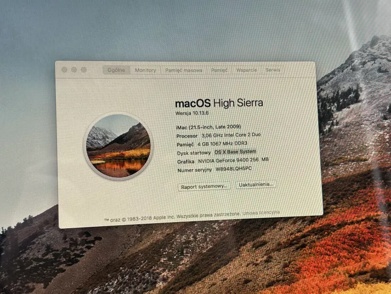 APPLE IMAC 21,5" LATE 2009 INTEL CORE 2 DUO 4GB RAM NVIDIA 9400 - OPIS ...